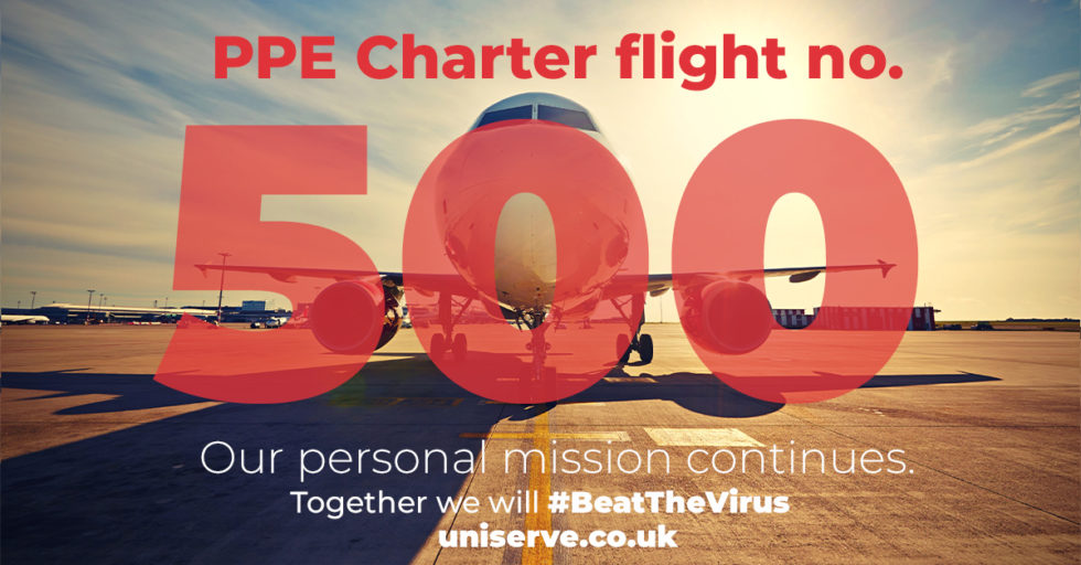 COVID-19: PPE flight no. 500 - Uniserve Group